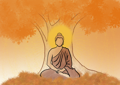 Siddhartha Gautama Enlightened Under Bodhi Tree Vector, 52% OFF